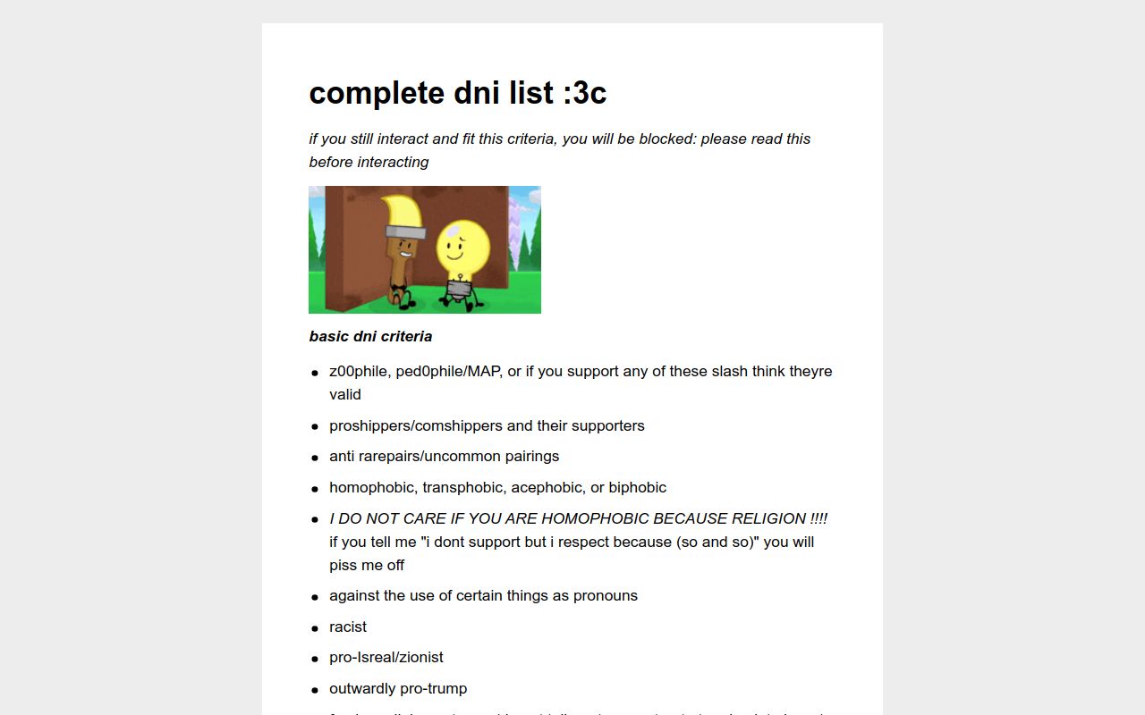 complete dni list :3c